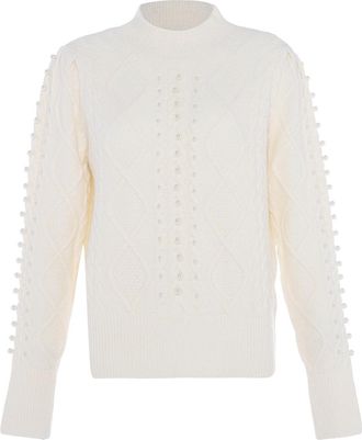 Faina Strickpullover Damen Wollwei&szlig;