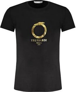 Trussardi T-Shirt &agrave; Manches Courtes et col Rond pour Homme avec Logo imprim&eacute; en Pur Coton Article TRU2MTS03, 06 Black/Gold, L