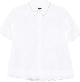 Simone Rocha Femme, Blouses et Chemises, Blanc, Taille: 34 FR Chemise classique orn&eacute;e &agrave; boutons cach&eacute;s