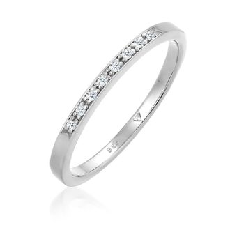 Elli Ringe - Ring Bandring Verlobung Diamant (0.04 ct) 585 Wei&szlig; - Gr. 58 MM - in Wei&szlig; - f&uuml;r Damen