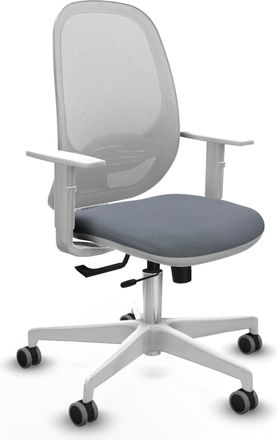 Piqueras y Crespo Schreibtischstuhl mit Rollen aus Gummi mit wei&szlig;en Armlehnen, h&ouml;henverstellbare Lendenwirbelst&uuml;tze, ausgestattet mit Syncro/Traslack und Schneideschaum