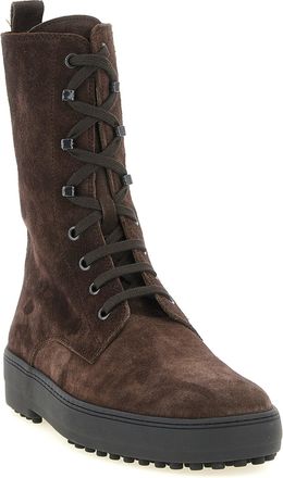 Tod's Suede Lace-Up Boot - Brown