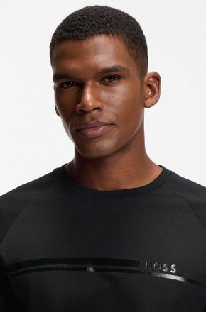 BOSS Sweatshirt Authentic aus Baumwoll-Terry mit Streifen und Logo