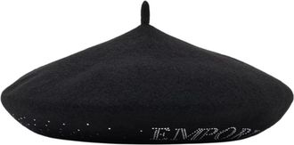 Emporio Armani Femme, Accessoires, Noir, Taille: S/M Studded Wool Logo Beanie Hat