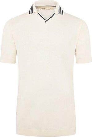 Maurizio Baldassari Edels Feinstrick-Poloshirt mit Streifenakzenten und V-Ausschnitt in