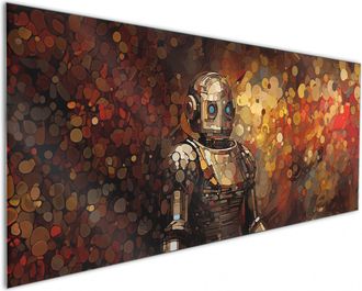 Wallario K&uuml;chenr&uuml;ckwand aus Glas 125 x 50 cm, Motiv: Bildnis eines Roboters | Spritzschutz abwischbar & pflegeleicht