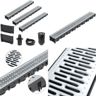 vidaXL Entw&auml;sserungskan&auml;le 3 Stk. Verzinkter Stahl 3 m - Entw&auml;sserungskanal - Entw&auml;sserungskan&auml;le - Home & Living