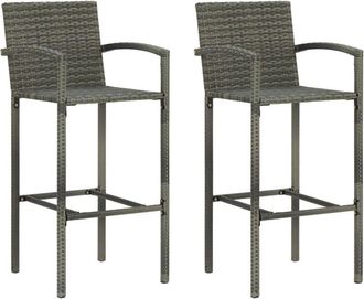 vidaXL Barhocker 2 Stk. Grau Poly Rattan - Vidaxl