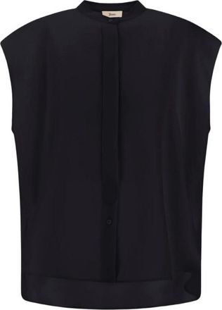 Herno Femme, Blouses et Chemises, Noir, Taille: 44 FR Blouse Cady &agrave; Col Mandarin