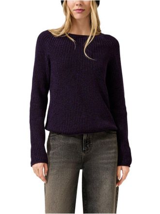 QS by s.Oliver Strickpullover lila,Casual,Baumwolle,Strukturiert,Rundhals,Langarm,Regular Fit