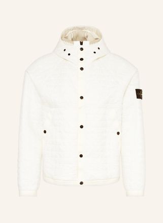 Stone Island Steppjacke Mit Abnehmbarer Blende Und Kapuze weiss