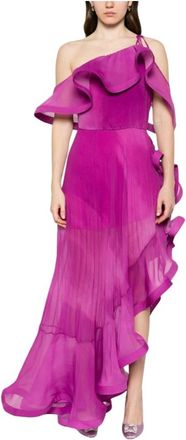 Simona Corsellini Femme, Robes, Rose, Taille: 36 FR Robe de Soir&eacute;e Asym&eacute;trique &agrave; Volant