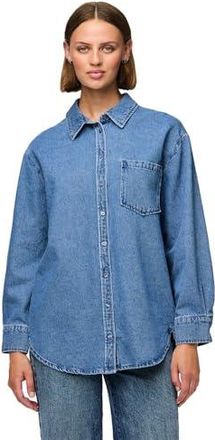 Pieces PCMAISIE Chemise en Jean pour Femme, Denim Bleu médium, XS