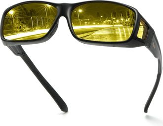 Duco Polarisierte Nachtfahrtbrille &Uuml;berbrille f&uuml;r Korrektionsbrille f&uuml;r Brillentr&auml;ger Polarisierte Nachtsichtbrille 8953Y (Schwarz
