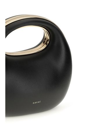 sacai Womens Rigid Handbag Black Calf Leather Handbags Hand Bags