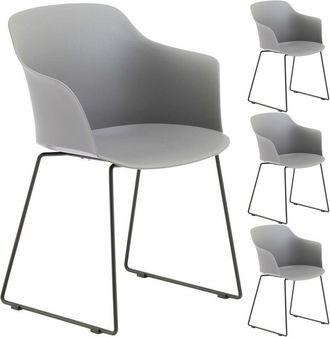 IDIMEX Lot de 4 chaises de jardin foro en plastique gris