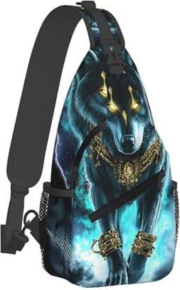 Generic L&eacute;ger Sacoche Bandouliere Loup Cyan Lumi&egrave;re Froide Sacs &agrave; Bandouli&egrave;re Durable Sac DEpaule pour Voyage Cyclisme Randonn&eacute;e