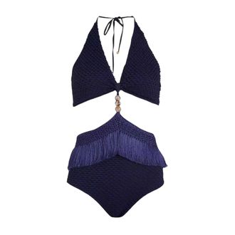 PatBo Patbo, Femme, Maillots de bain, Bleu, Taille: 36 FR Maillot de bain bleu marine &agrave; franges