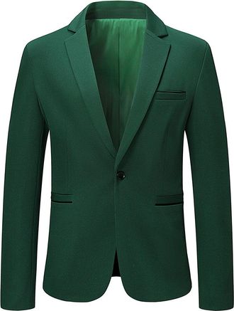 AlltheMen Herren Anzugjacke Slim Fit Mantel Business Alltag Blazer Gr&uuml;n
