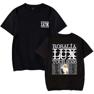 Generic Rosalia LUX Tour 2026 Merch T-shirt unisexe d&eacute;contract&eacute; col rond manches courtes, Noir, XS