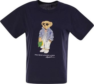 Polo Ralph Lauren Femme, Tops, Bleu, Taille: 40 FR T-shirt &agrave; col rond en jersey de coton