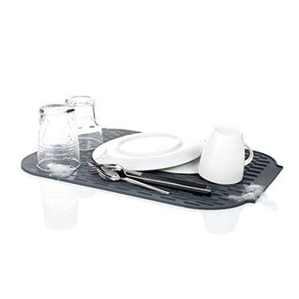 Vigar Rengo rutschfeste Geschirr Abtropfmatte Silikon, Grau, 39 x 27 x 0,4 cm