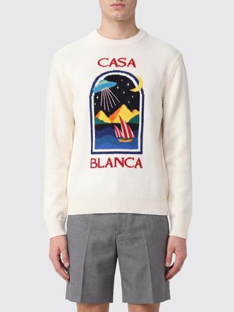 Casablanca Pull &agrave; col rond en pure laine avec maxi logo jacquard