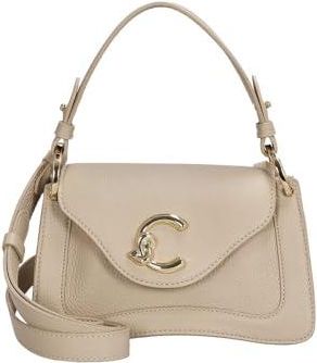 Coccinelle Cuir sac &agrave; &eacute;paule bandouli&egrave;re sac &agrave; main C-Me Handbag Grained Leather Sandshell beige