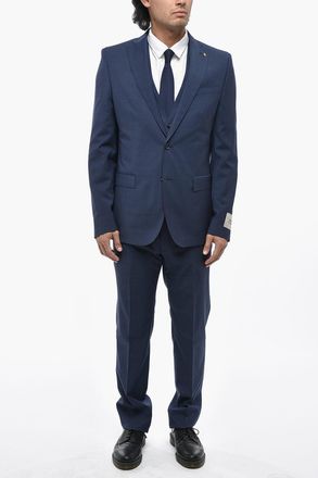 Corneliani CC COLLECTION 3-Teiliger Anzug Aus Schurwolle Mit Pattentaschen Corneliani