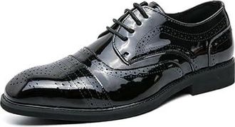 Generic Chaussures Oxford for Hommes à Lacets, Bout Rond, Cuir Verni, Richelieu, Bout Droit, Chaussures Derby, Semelle en Caoutchouc, antidérapantes, Talon Ba