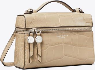 Tory Burch Damen Schmale Romy Tasche mit Krokopr&auml;gung und Tragegriff oben