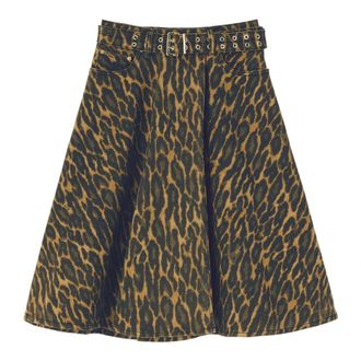 Ganni Print Denim Wickel-Midi-Rock - - Skirts - Damen - Braun - S