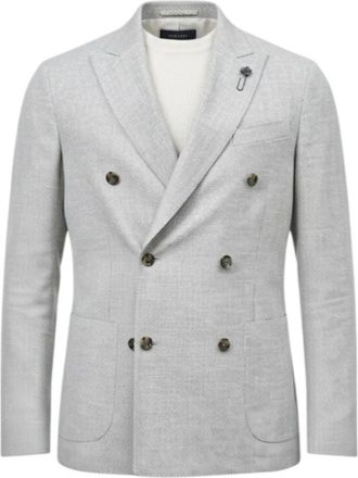 Lardini Homme, Vestes, Gris, Taille: XL Blazer Doppiopetto in Misto Lana e Lino