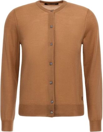 Roberto Cavalli Luxuri&ouml;ser Woll-Cardigan mit Monogramm-Logo - - Knitwear - Damen - Braun - M