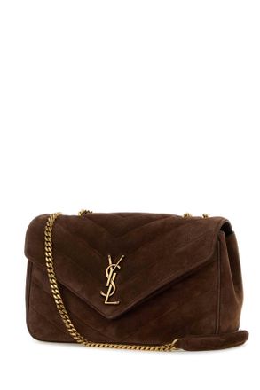 Saint Laurent Womens Brown Suede Medium Loulou Shoulder Bag Barkbrown Borse A Tracolla