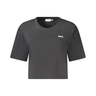 Fila Schwarzes Logo Print Cropped T-Shirt - - Tops - Damen - Schwarzk - M