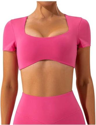 Generic Haut court d&eacute;t&eacute; pour femme - Couleur unie - Coupe ample - Coupe ample - Mignon - Style sportif - Tendance - Manches courtes - Graphique - Demi-chemise