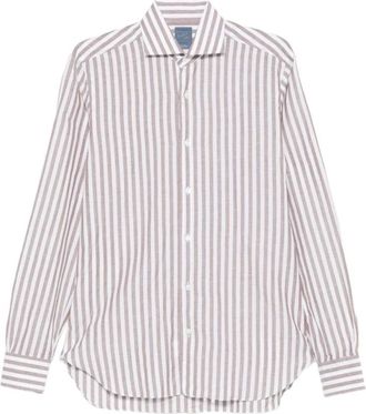 Barba Homme, Chemises, Beige, Taille: 4XL Chemise ray&eacute;e &agrave; manches longues