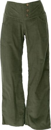 Guru Shop Cordhose mit Leicht Ausgestelltem Bein - Olivgrün, Damen, Baumwolle, Size:S