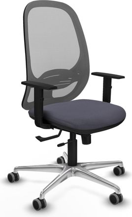 Piqueras y Crespo Grauer B&uuml;rostuhl mit 1D-Armlehnen, h&ouml;henverstellbare Lendenwirbelst&uuml;tze, ausgestattet mit Syncro/Traslack und Schneideschaum, mit Rollen von 65 mm, Pa