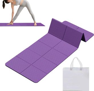 Generic Faltbare Yogamatte für Reisen, rutschfestes Fitness-Pad, 6 mm dick, leicht, faltbare Yogamatte mit Aufbewahrungstasche für Outdoor, Studio, Reisen, Zu