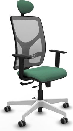 Piqueras y Crespo B&uuml;rostuhl mit 1D-Armen, h&ouml;henverstellbare Lendenwirbelst&uuml;tze und festes Kopfteil, ausgestattet mit Syncro/Traslack und Schneideschaum, Grau/Smaragdgr&uuml;