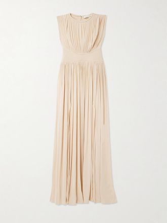 Zimmermann Robe Longue En Jersey À Fronces Hypnotic - Crème