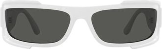 Versace Rechteckige Sonnenbrille Dunkelgrau Wei&szlig;es Gestell - - Accessories - unisex - Wei&szlig; - 67 MM