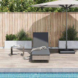 vidaXL Vidaxl - Chaise longue avec roues et coussin gris r&eacute;sine tress&eacute;e