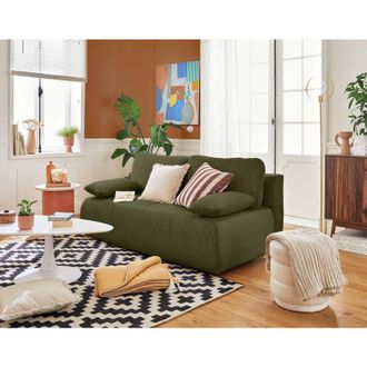 Best Mobilier Loutro - 3-sitzer sofa - schlaffunktion und bettkasten - aus cord - gr&uuml;n