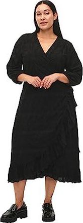 Zizzi Flash by Robe portefeuille &agrave; manches 3/4 pour femme, Noir, 48/50