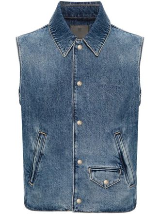 Givenchy gilet en jean à logo brodé - Bleu