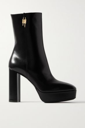 Givenchy Bottines Plates-formes En Cuir Glac&eacute; G Lock - Noir