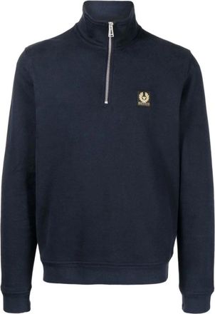 Belstaff Quarter Zip Logo Sweatshirt - - Sweatshirts & Hoodies - Herren - Blau - M